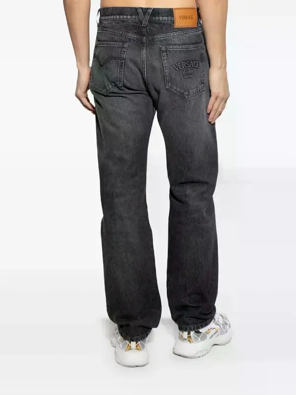 Versace Logo Embroidered Jeans