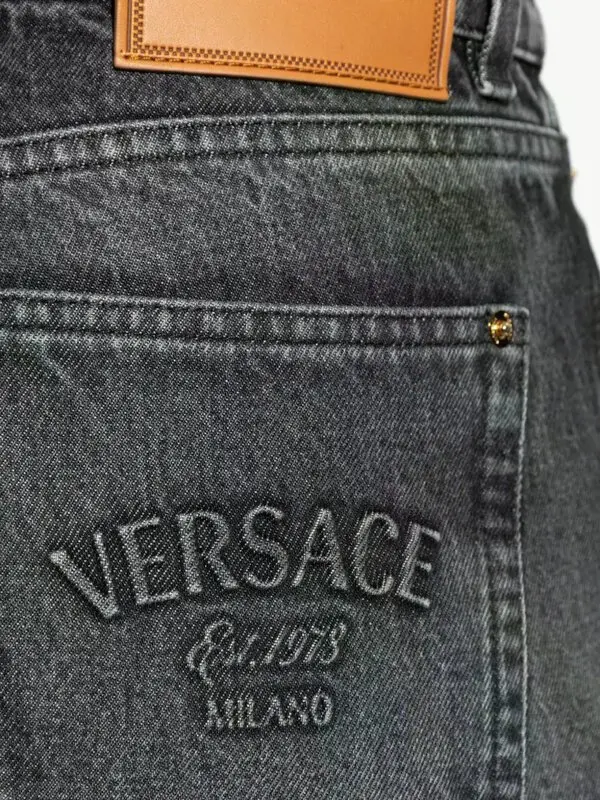 Versace Logo Embroidered Jeans