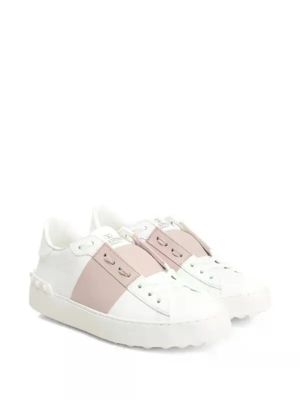Valentino Garavani Calfskin Leather Studded Sneakers - White