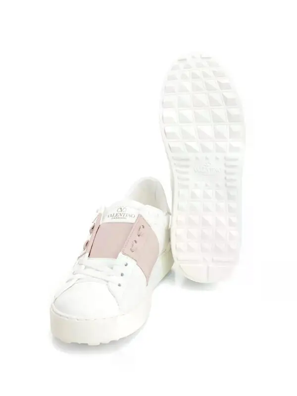 Valentino Garavani Calfskin Leather Studded Sneakers - White