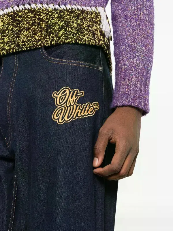 Off-White Logo-embroidered Flared Jeans