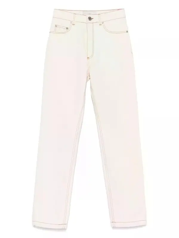 AMI Paris Contrasting-stitching Jeans - Neutrals