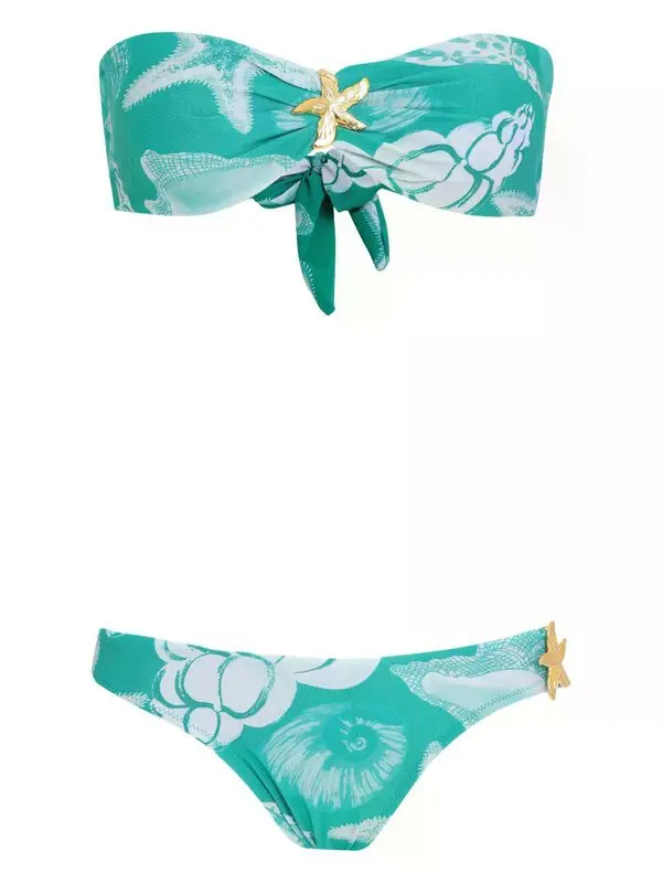 AMIR SLAMA X Jade Picon Shell-print Bikini - Blue