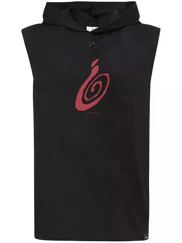 COURREGES Sleeveless Hoodie With Appliqué Logo