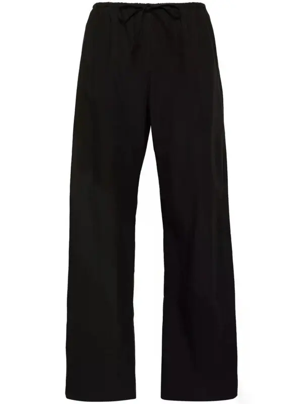 Matteau Drawstring-waist Organic Cotton Trousers - Black