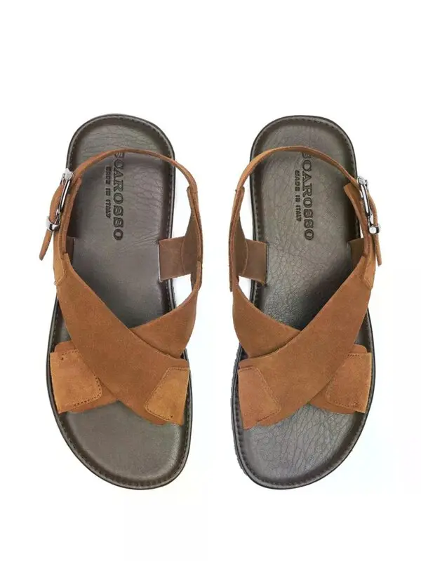 SCAROSSO Massimo Suede Crossover Strap Sandals