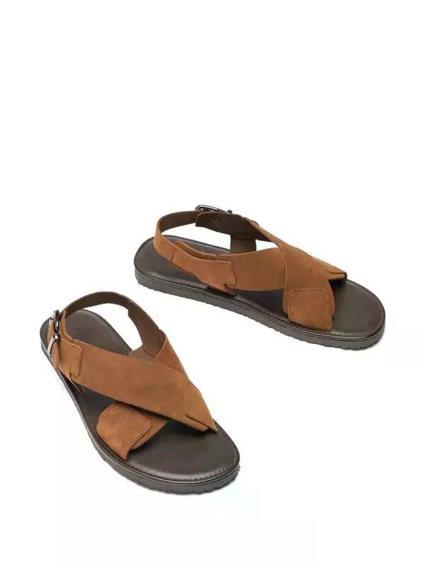 SCAROSSO Massimo Suede Crossover Strap Sandals
