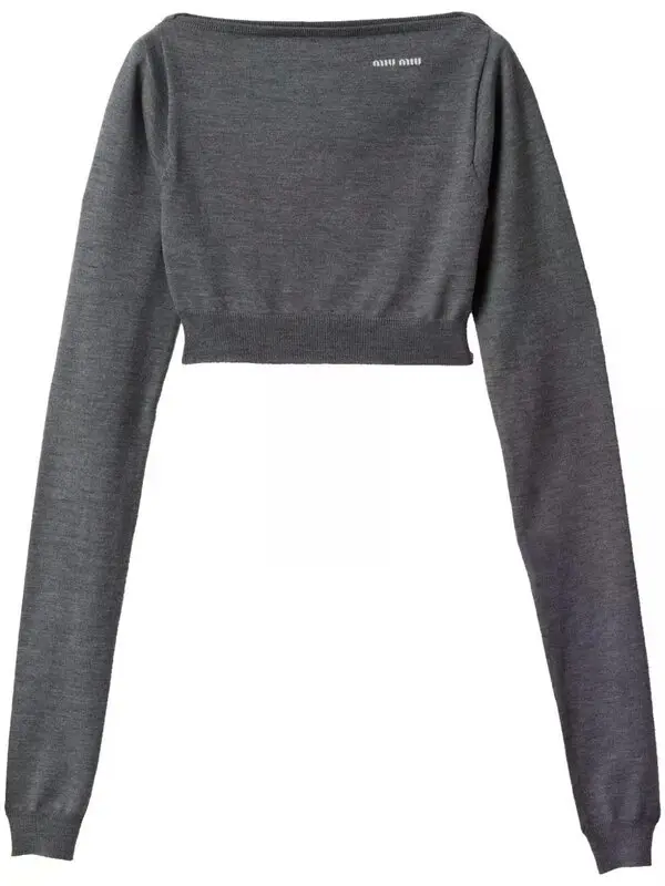 Miu Miu Boat-neck Top - Grey