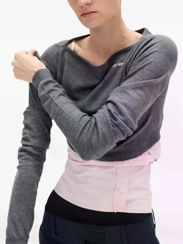 Miu Miu Boat-neck Top - Grey