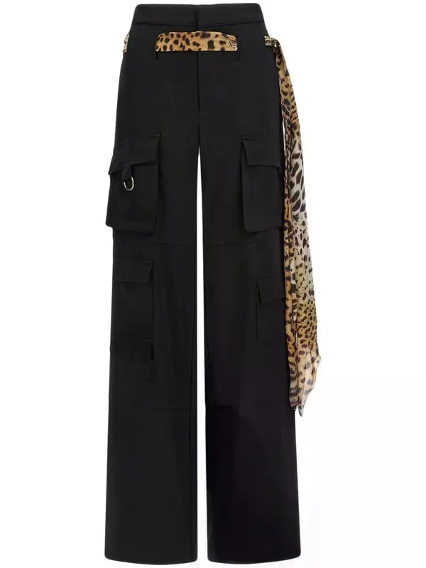 Roberto Cavalli Belted Leopard Print Cargo Trousers