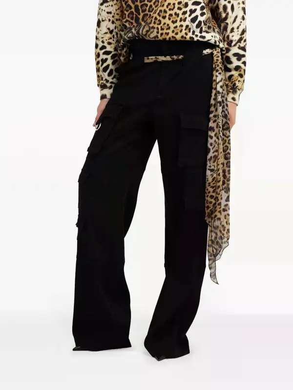 Roberto Cavalli Belted Leopard Print Cargo Trousers