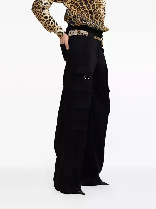 Roberto Cavalli Belted Leopard Print Cargo Trousers