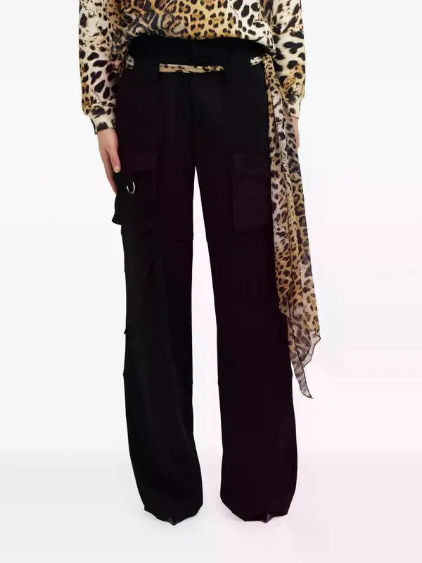 Roberto Cavalli Belted Leopard Print Cargo Trousers