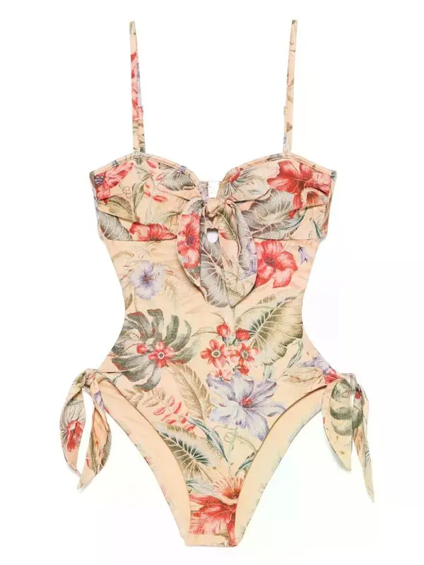 Zimmermann Coco Scarf Tie One Piece Swimsuit - Neutrals