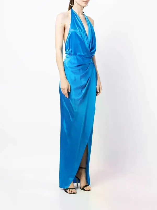 Michelle Mason Satin Halterneck Gown