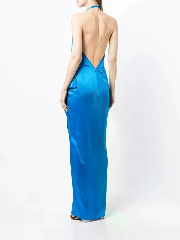 Michelle Mason Satin Halterneck Gown