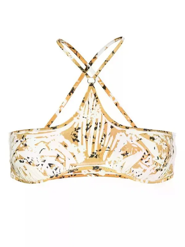 KNWLS Abstract Crossover-straps Bikini Top - Neutrals