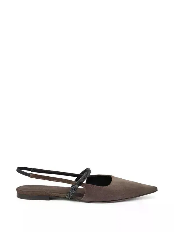 Brunello Cucinelli Suede Sling-back Flats