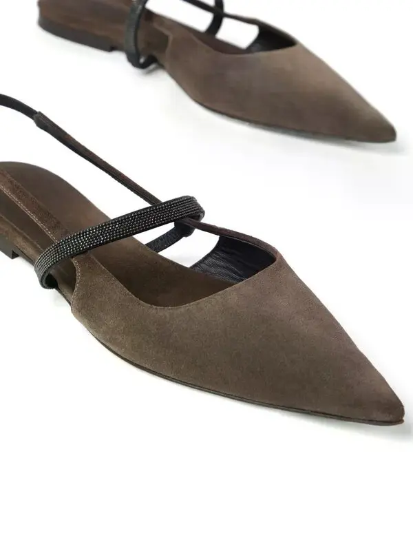 Brunello Cucinelli Suede Sling-back Flats