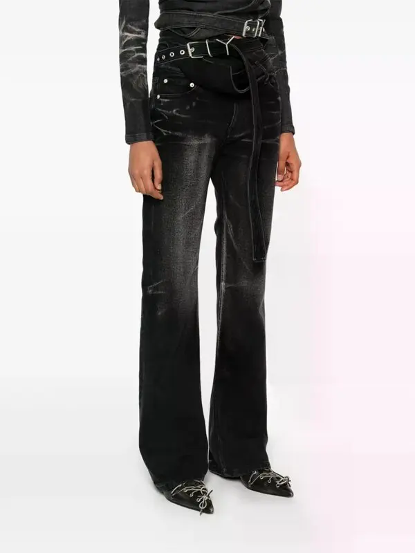 Y/project Wrap Belt Flared Jeans - Black
