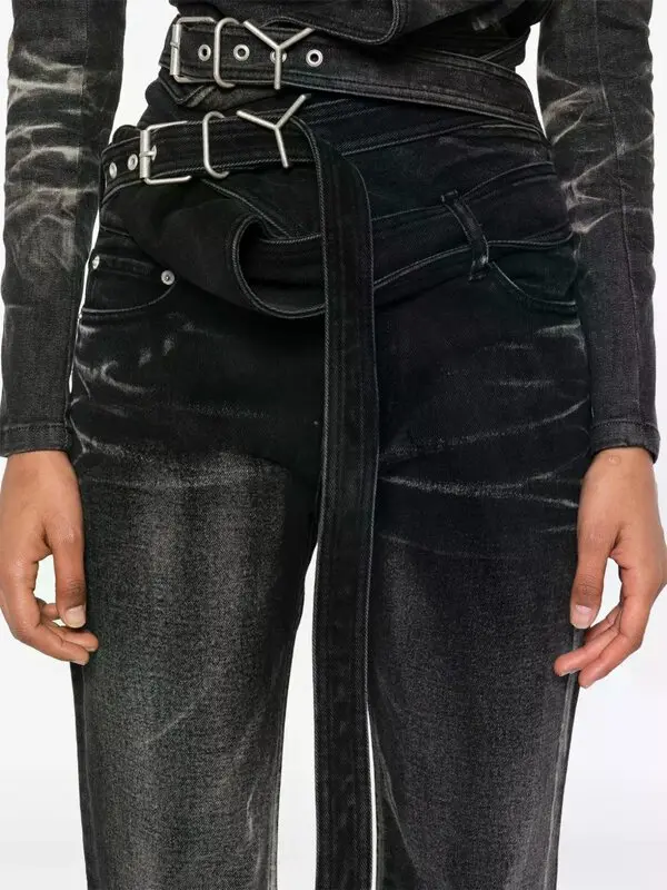 Y/project Wrap Belt Flared Jeans - Black