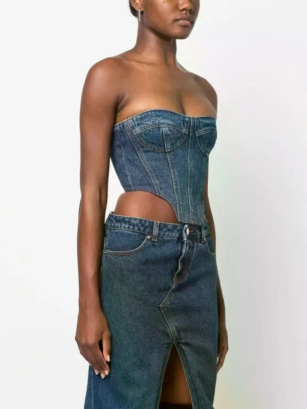 David Koma Denim Bustier Crop Top