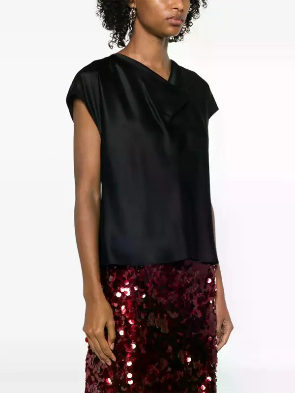 Vince Silk Cowl-neck Blouse - Black