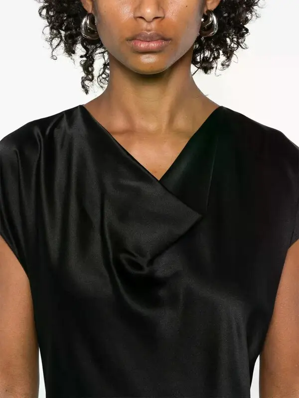 Vince Silk Cowl-neck Blouse - Black