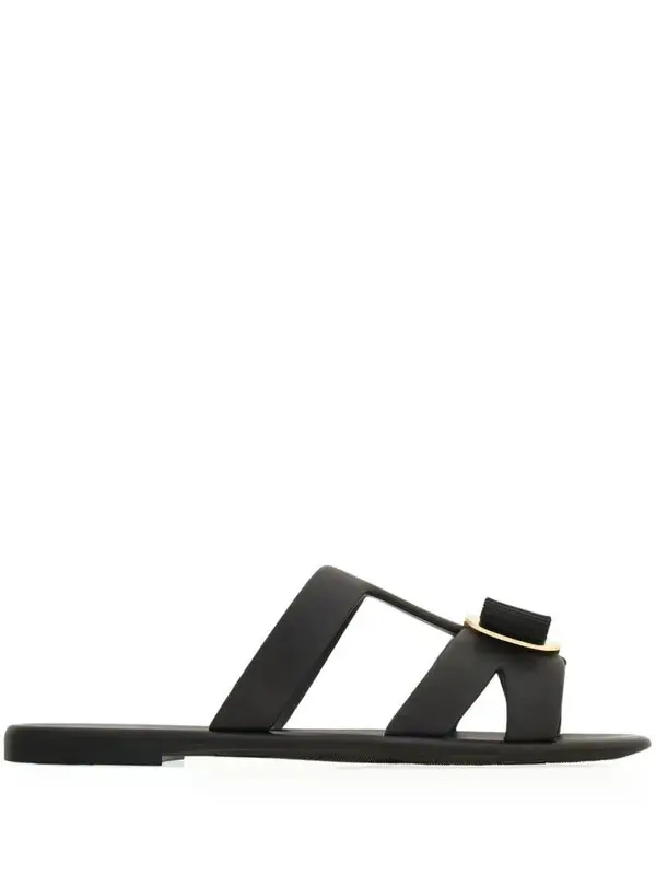 FERRAGAMO Vara Plate Sandals - Black
