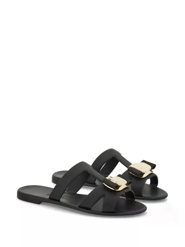 FERRAGAMO Vara Plate Sandals - Black