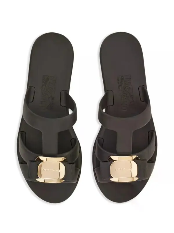 FERRAGAMO Vara Plate Sandals - Black