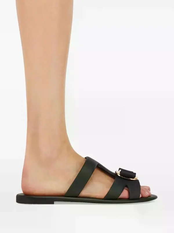 FERRAGAMO Vara Plate Sandals - Black