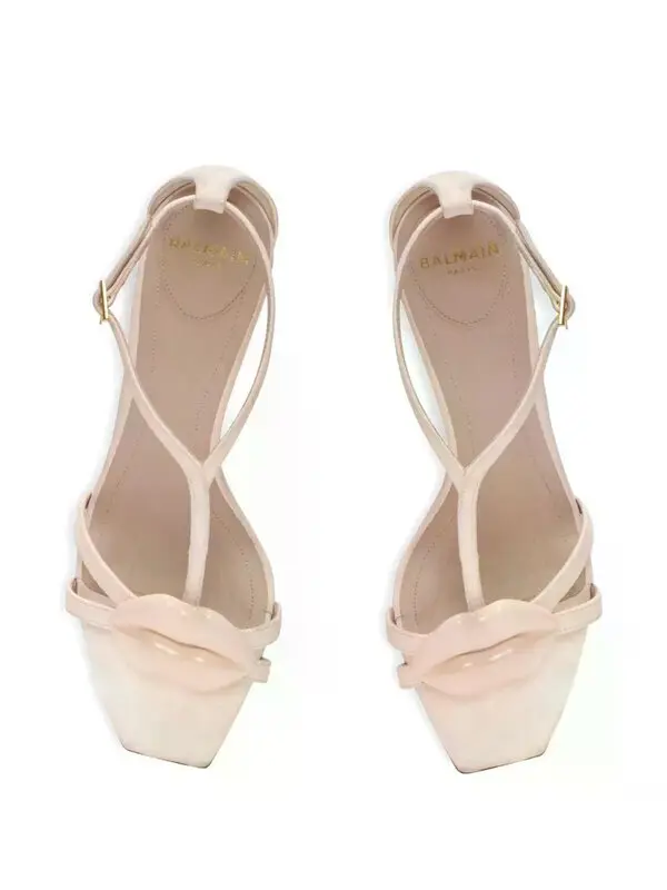 Balmain Light Beige Leather Stiletto Sandals