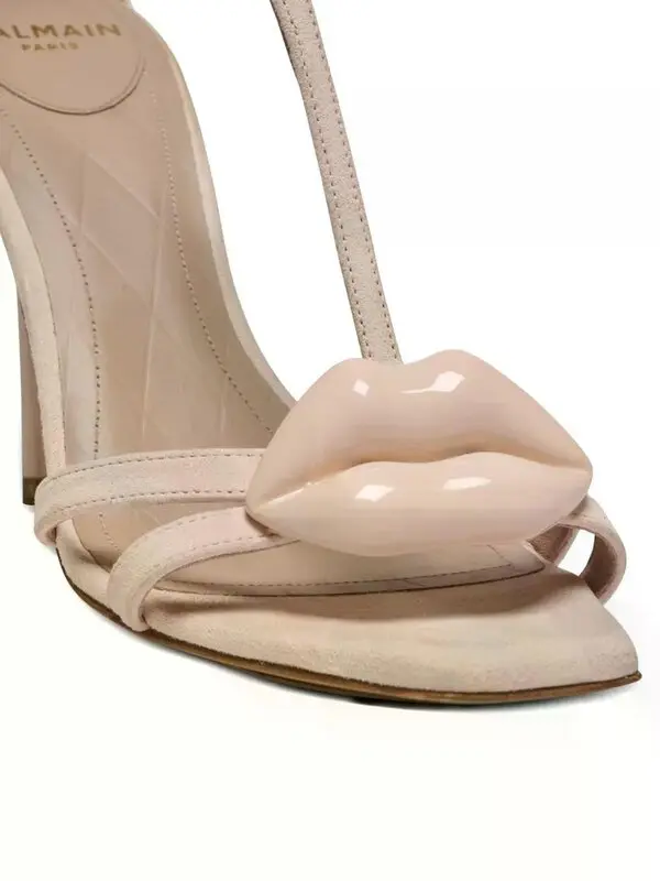 Balmain Light Beige Leather Stiletto Sandals