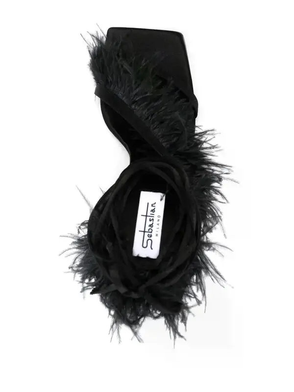 SEBASTIAN MILANO Marie A. 110mm Feather-trim Sandals