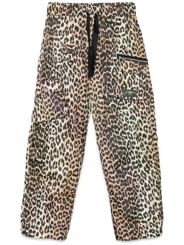 GANNI Animal Print Cargo Trousers