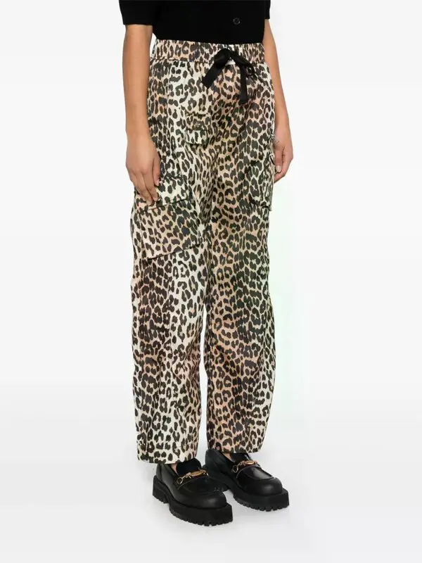 GANNI Animal Print Cargo Trousers