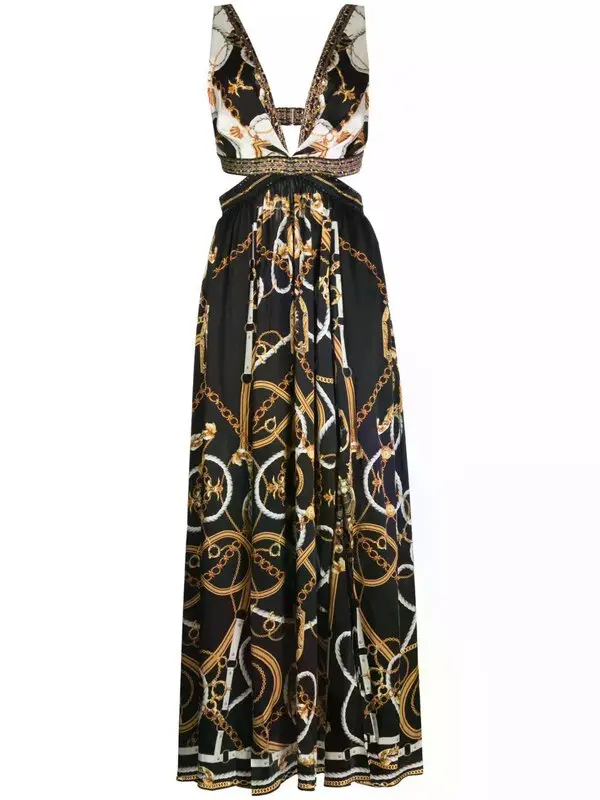 Camilla Cut-out Silk Dress - Multicolour