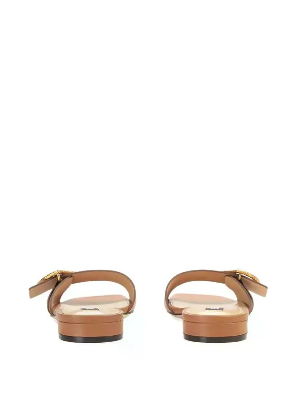 SERGIO ROSSI Buckled Leather Sandals - Brown