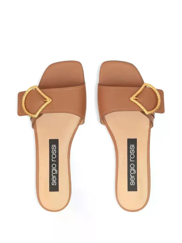 SERGIO ROSSI Buckled Leather Sandals - Brown