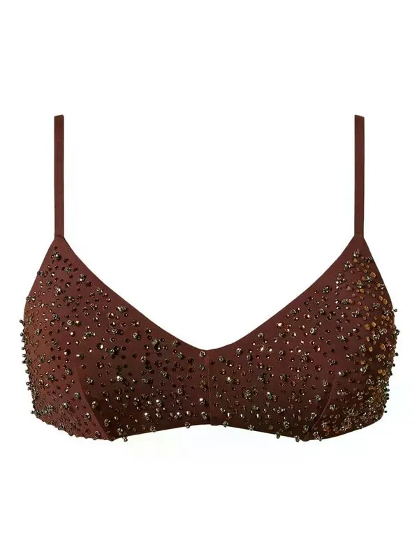 TWINSET Embroidered Bikini Top - Brown