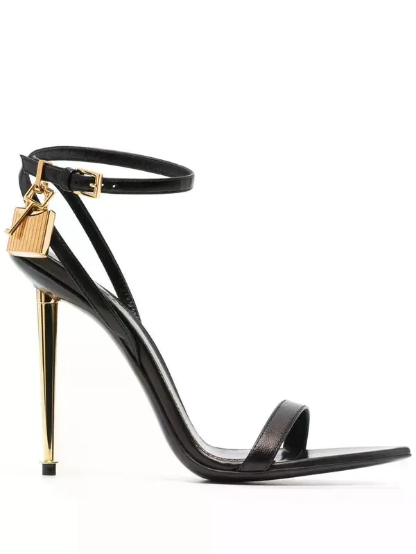 TOM FORD Padlock 105mm Leather Sandals - Black