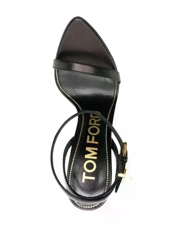 TOM FORD Padlock 105mm Leather Sandals - Black