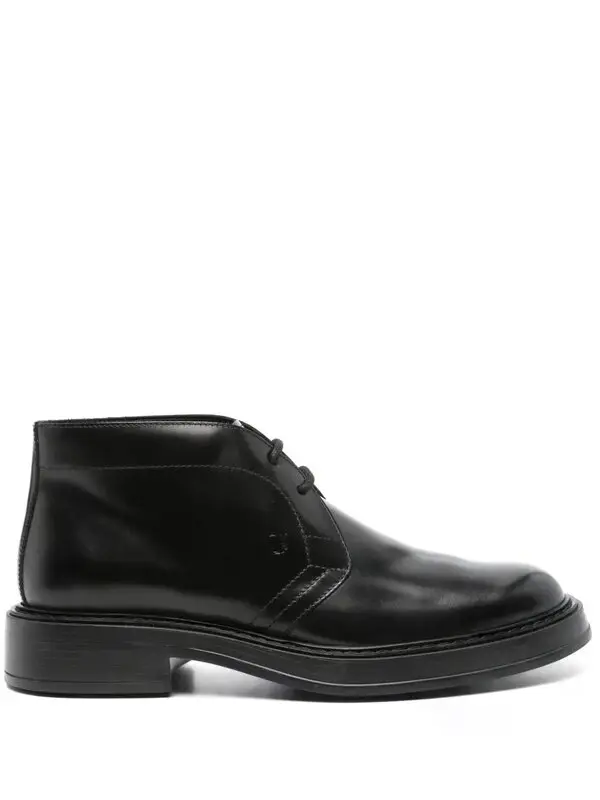 TOD'S Leather Desert Boots - Black