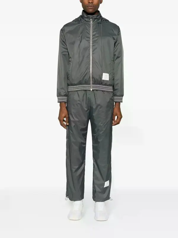 Thom Browne Logo-patch Sheer-ripstop Track Pants - Grey