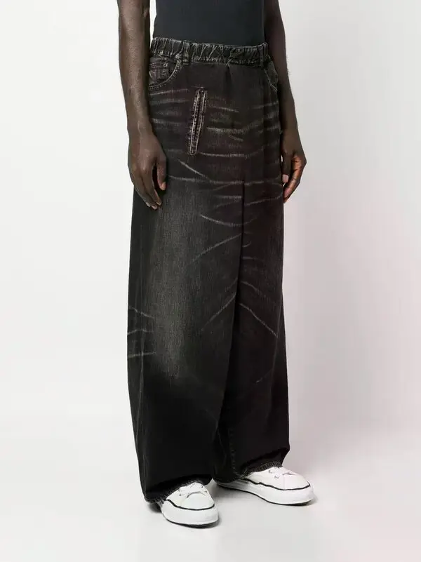 Mihara Yasuhiro Off-centre Whiskered Wide-leg Jeans