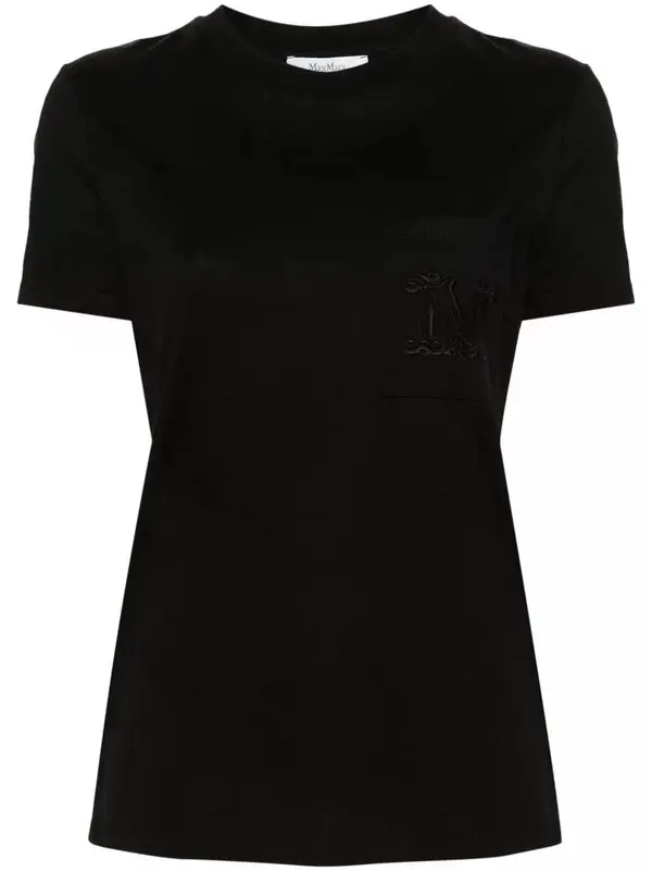Max Mara Logo-embroidered Cotton T-shirt - Black