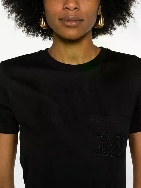 Max Mara Logo-embroidered Cotton T-shirt - Black