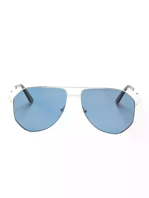 Cartier Santos De Pilot-frame Sunglasses - Silver