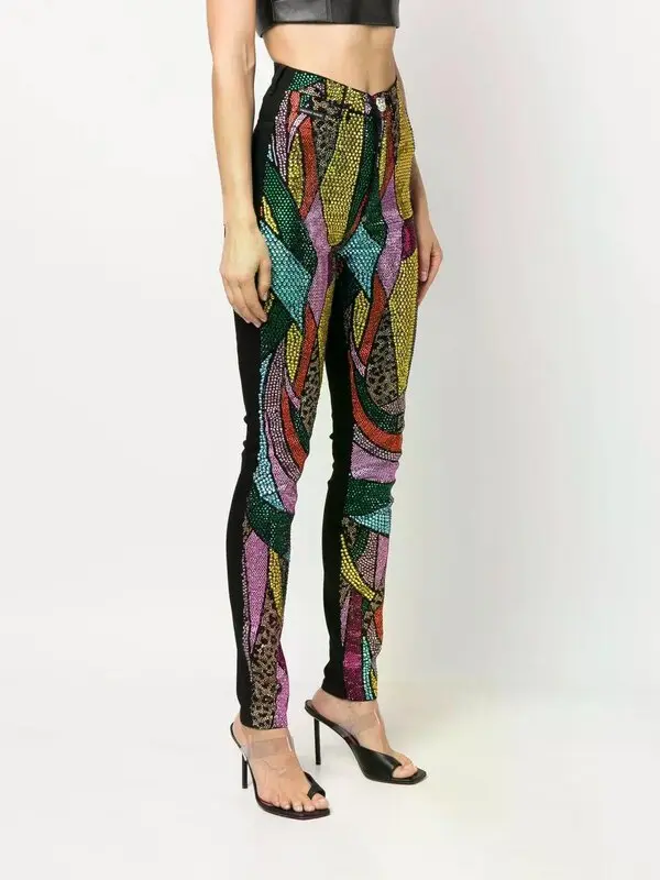 Philipp Plein Rainbow Patchwork Denim Jeggings